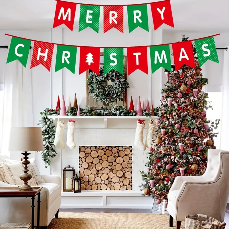 "MERRY CHRISTMAS" Banner, Red & Green - 9ft. – Posters Abu Dhabi
