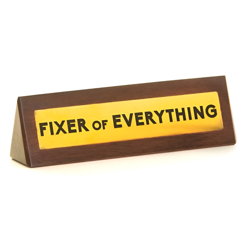 Wooden Desk Sign - "FIXER OF EVERYTHING" – Posters Abu Dhabi